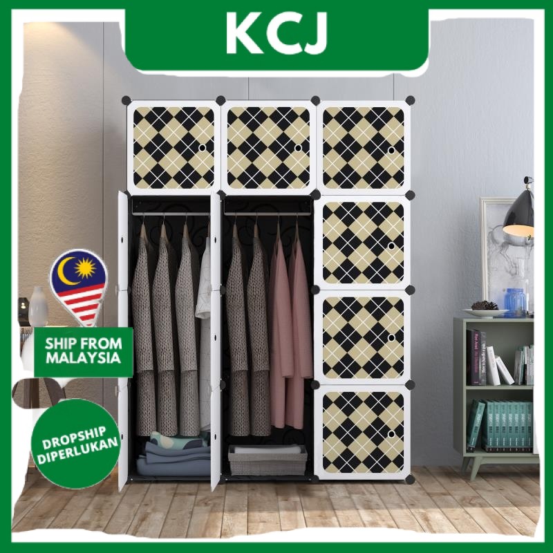 Almari Karton DIY Children Cartoon Cabinet Wardrobe Foldable Rack ...