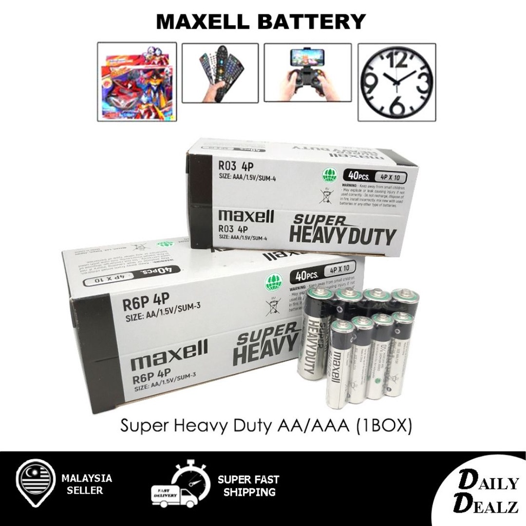 Maxell Super Heavy Duty AA& AAA Battery [1Box-40Pcs] - 100% Original ...