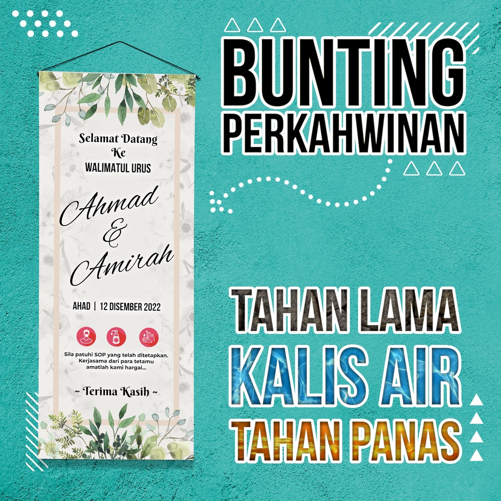Bunting Banting Paip Banner Kahwin Wedding SOP Murah Cantik 💦 ...