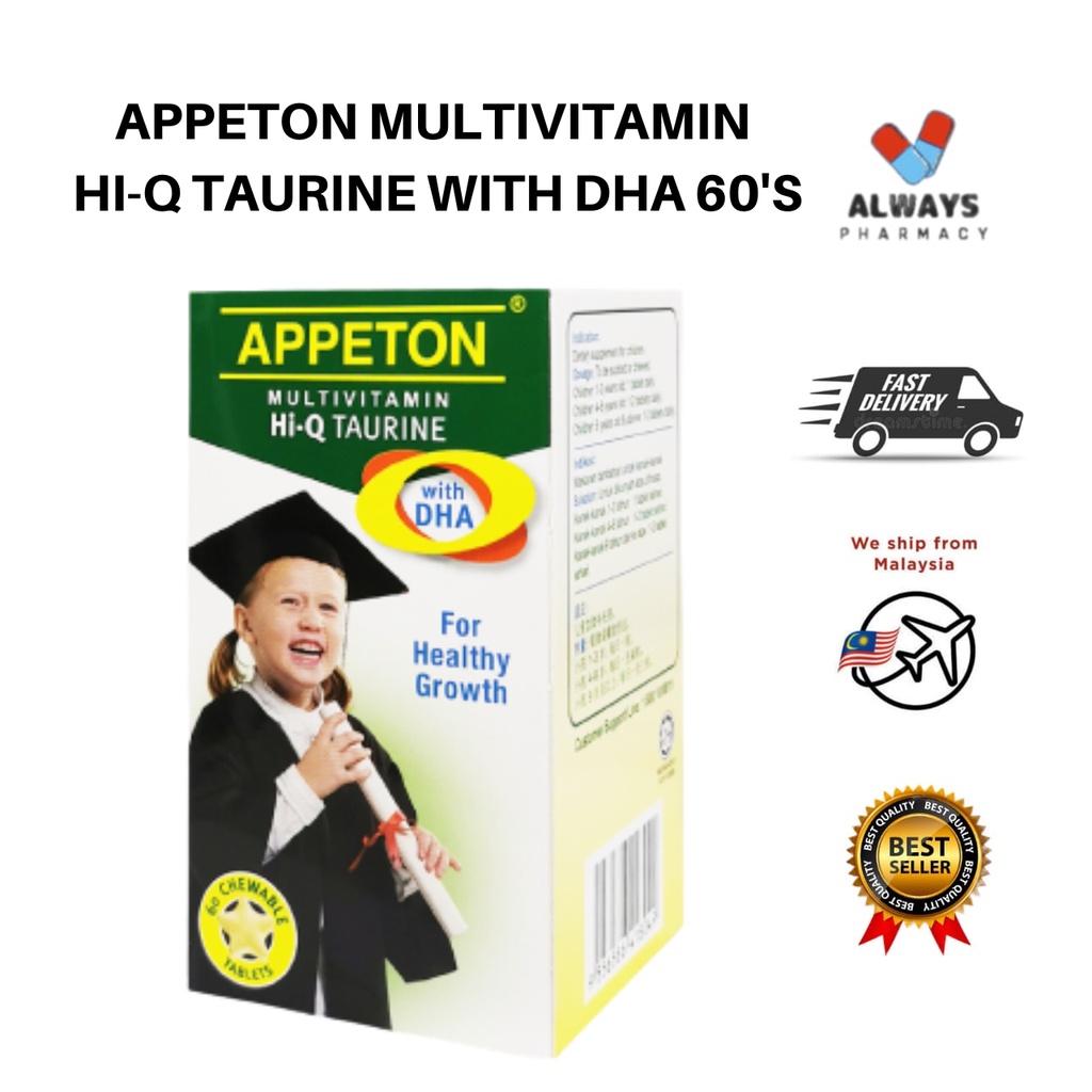 APPETON MULTIVITAMIN HI-Q TAURINE WITH DHA 60'S UNTUK MINDA | Shopee ...