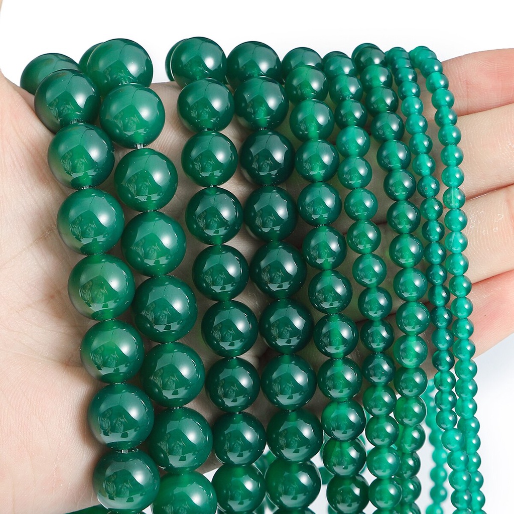 Natural Green Agates Stone Round Loose Spacer Beads For Jewelry Making ...