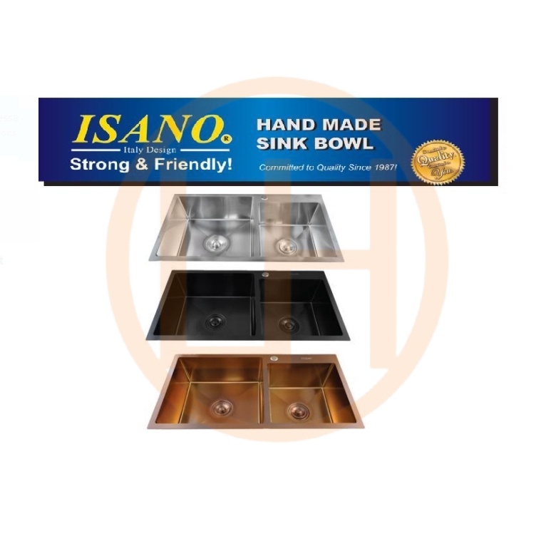 Isano Kitchen Hand Made Double Sink Bowl B8646 | Shopee Malaysia