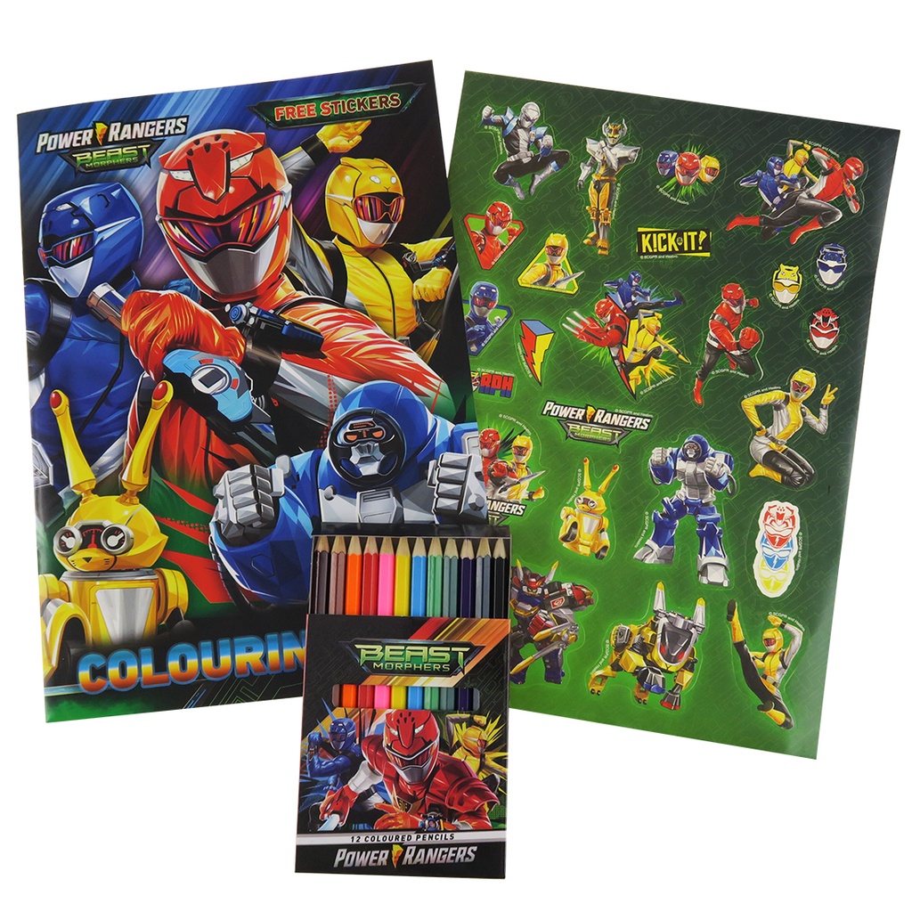 Power Ranger Beast Morphers Kick Coloring Book With Sticker & Color ...