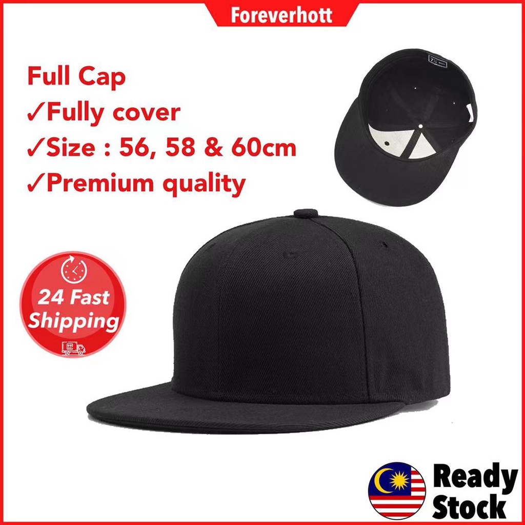 Snapback Full Cap Plain Flat Brim Topi Penuh Lelaki Hip Hop Straight ...