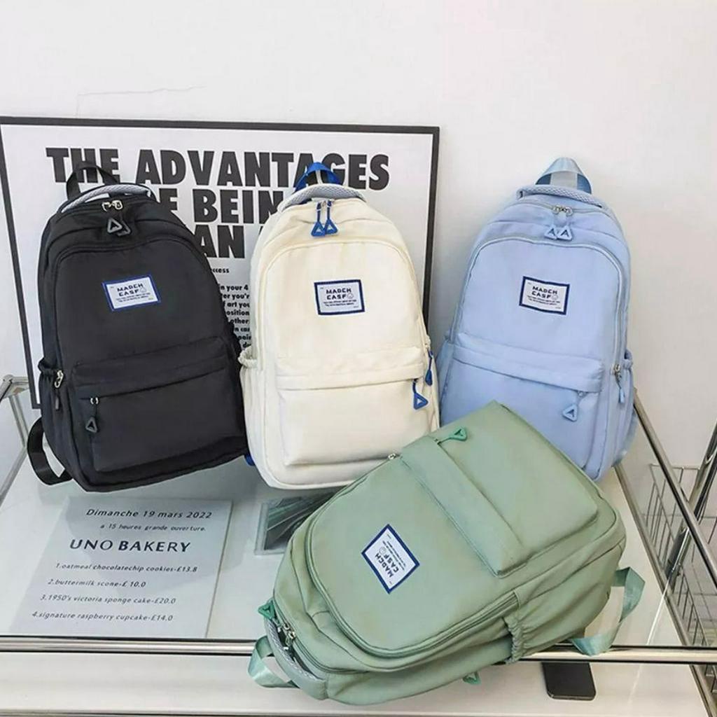 ZGEN05 Simple Ins Campus Style Backpack Female Solid Color Large Capacity Senior High School ...