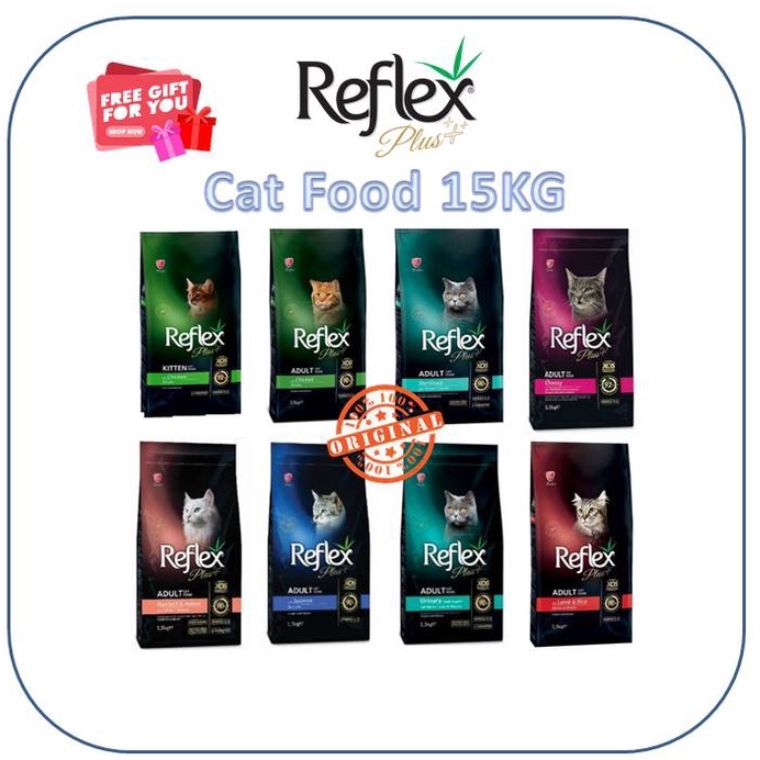 Reflex Plus Adult Cat Food 15KG Kitten Makanan Kucing Reflex Omega 3&6 ...