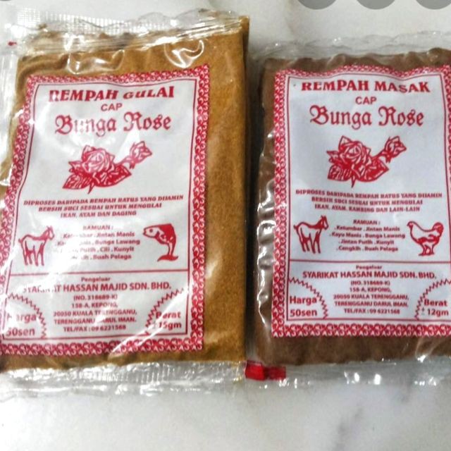 REMPAH GULAI(15G) / MASAK(12G) CAP BUNGA ROSE ROS | Shopee Malaysia