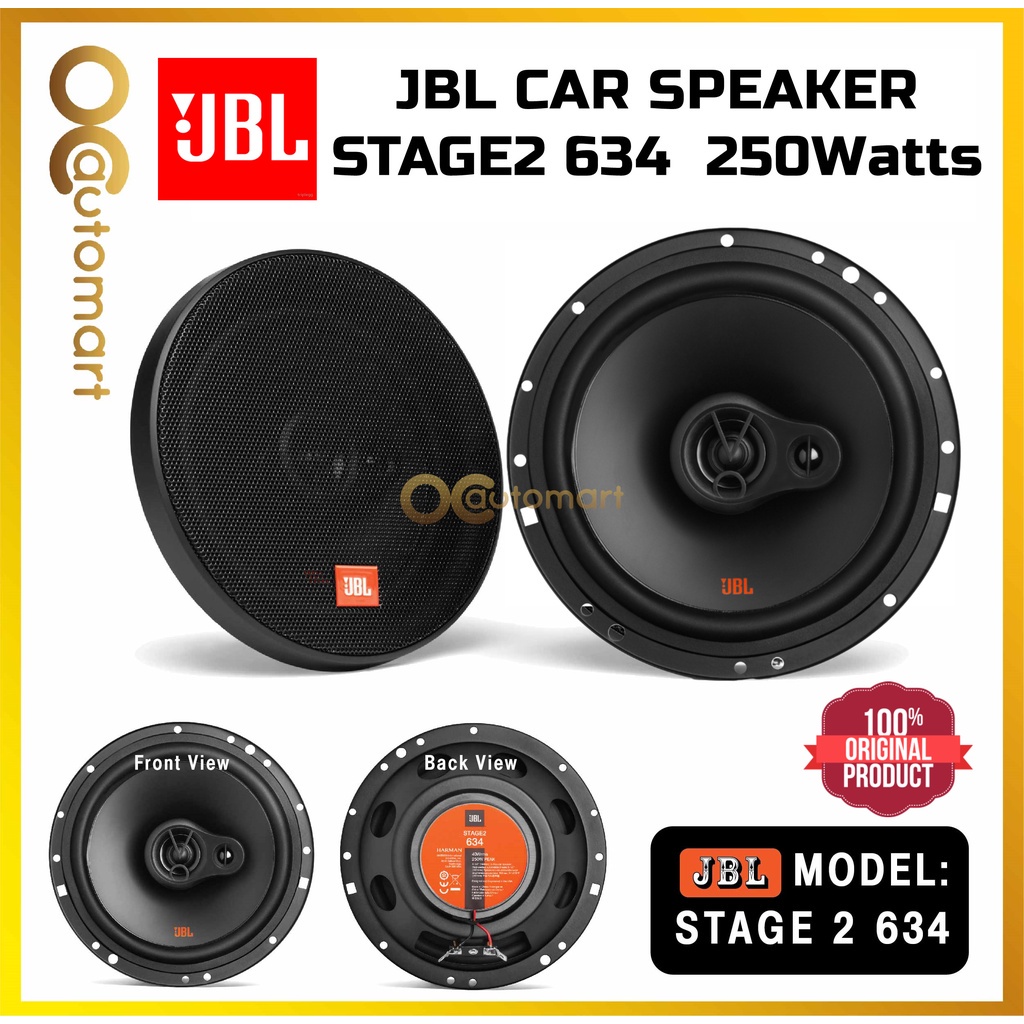 JBL STAGE2 634 Speaker 6.5 inch 3 Way Coaxial Car Spk 250 Watts Spiker Kereta JBL | Shopee Malaysia