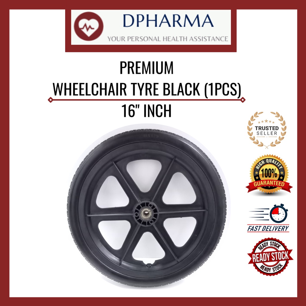 PHARMACY SPEC QUALITY 16 INCH PREMIUM WHEELCHAIR PU THICK SOLID TYRE ...