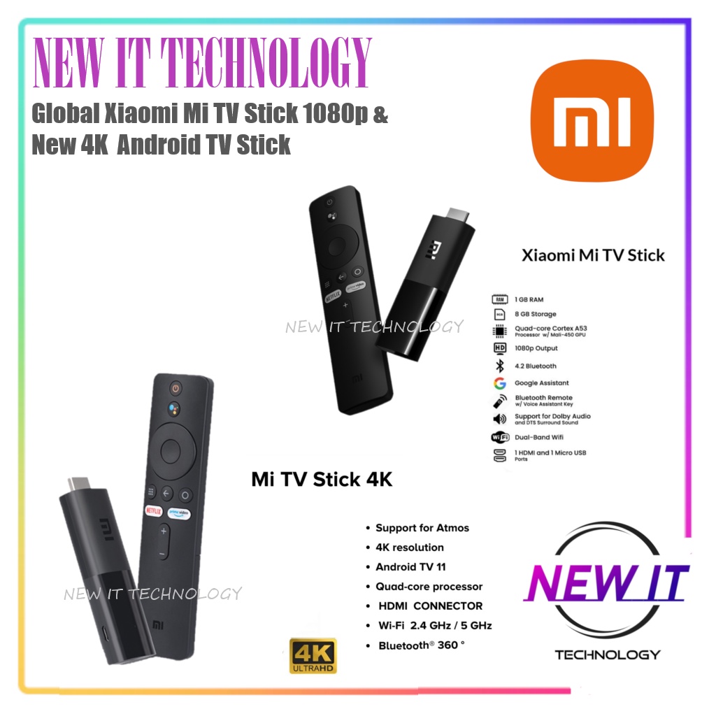 Global Xiaomi Mi TV Stick 1080p 1GB Ram 8gb|4K 2gb Ram 8GB|MI Box S 2rd ...