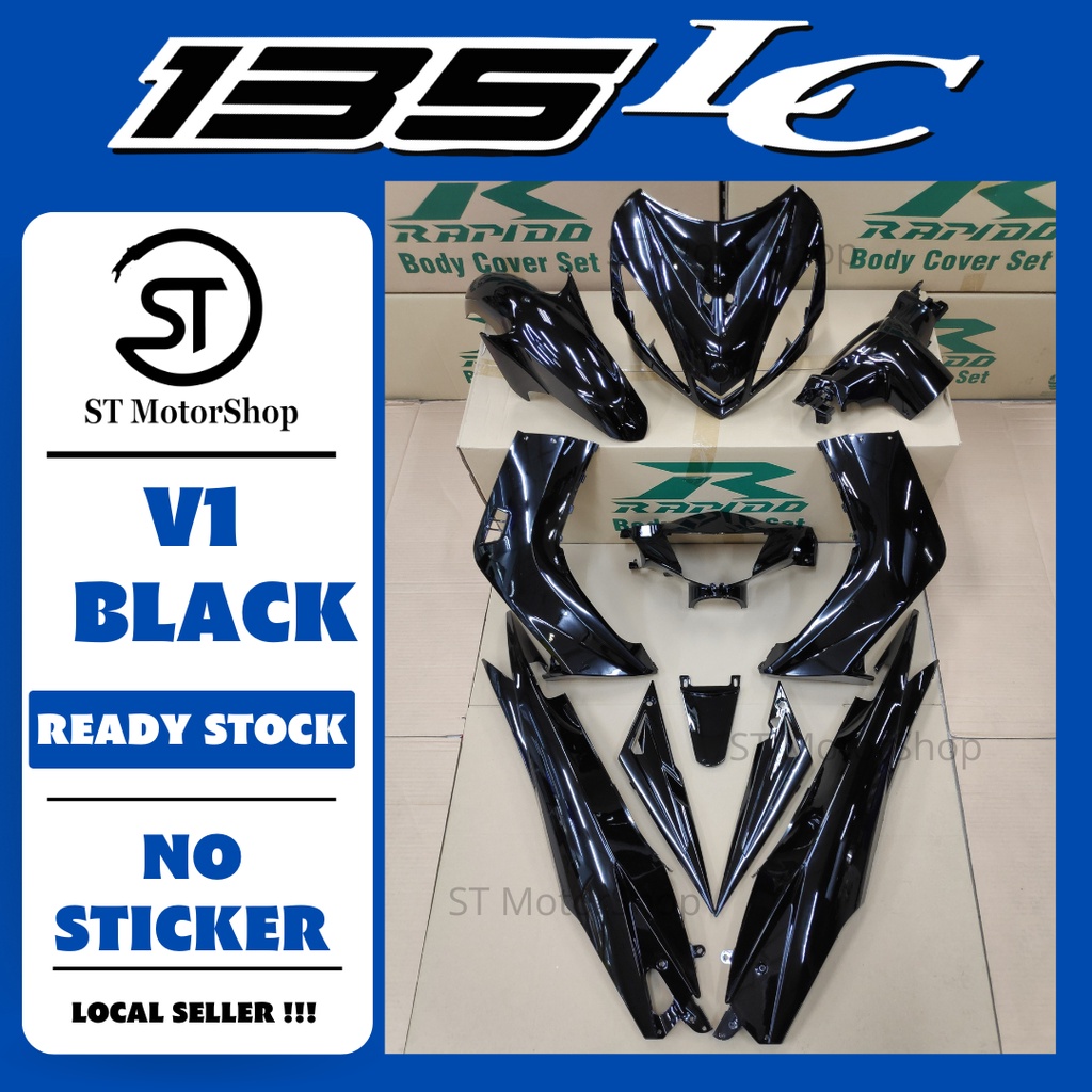 YAMAHA LC-135 LC135 V1 BLACK COVER SET (NO STICKER) RAPIDO NEW ...