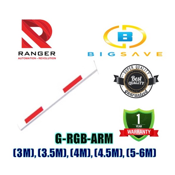 RANGER G-RGB-ARM BARRIER ARM STRAIGHT BOOM ARM WITH RED REFLECTIVE TAPE ...