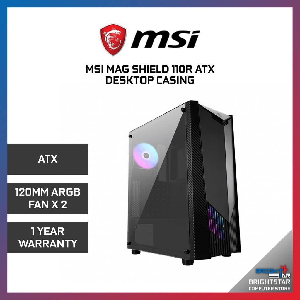 MSI MAG Shield 110R ATX Desktop Casing 120Mm ARGB Fan X 2 | Shopee Malaysia