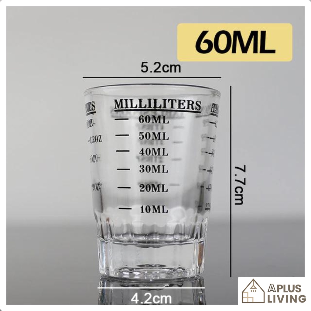 Measuring Cup Shot Glass Gelas Ukur Espresso Kopi 45ml/60ml/90ml Thickened Espresso Shot Glass ...