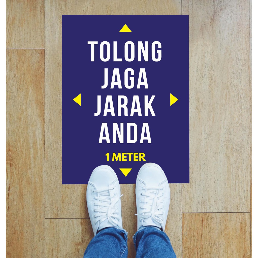 SOSIAL DISTANCING FLOOR STICKER FOR VIRUS PRECAUTION|TOLONG JAGA JARAK ANDA 1 METER BLUE COLOUR ...