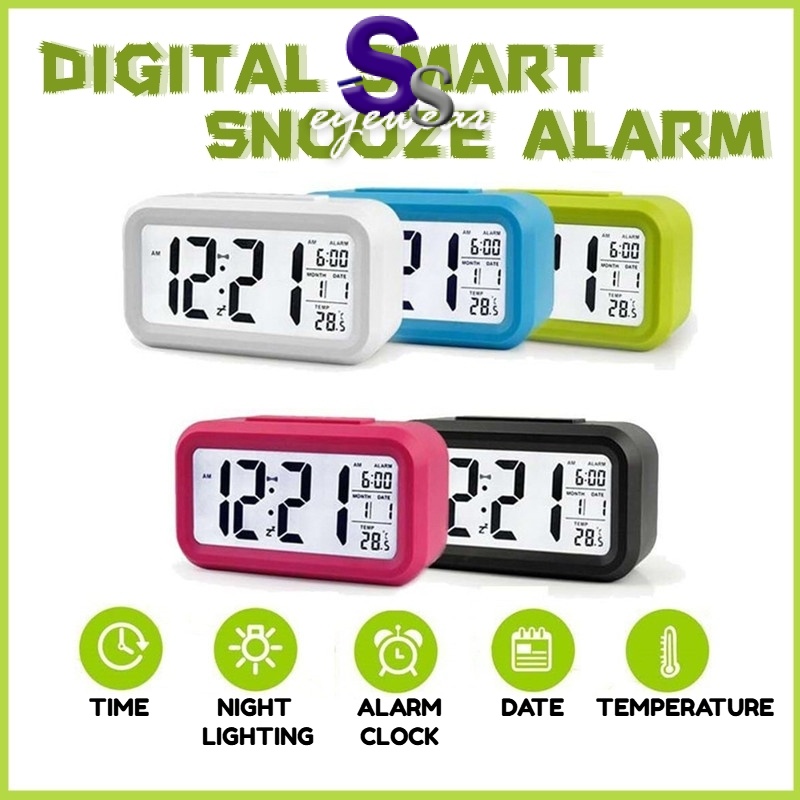 Day Night LED Light Digital Alarm Clock Smart Temperature Snooze ...