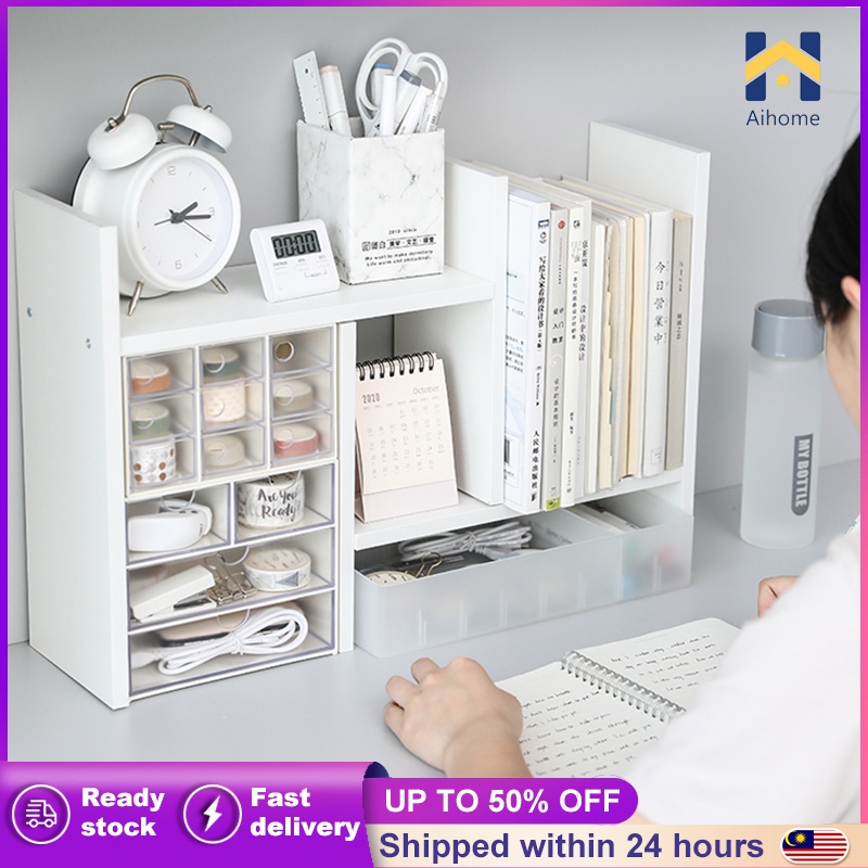 AH Table top rack Study Desk Adjustable Expandable shelf space saver ...