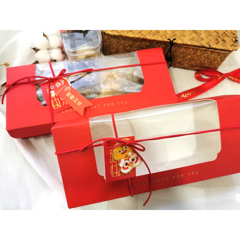CNY gift box packaging I Red paper box I Chinese New Year Cookie cake ...