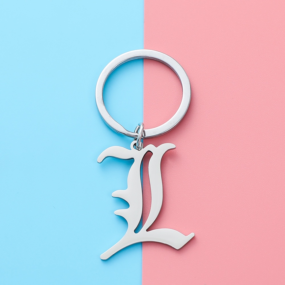 Death Note L Lawliet Necklace Stainless Steel Old English Letter ...