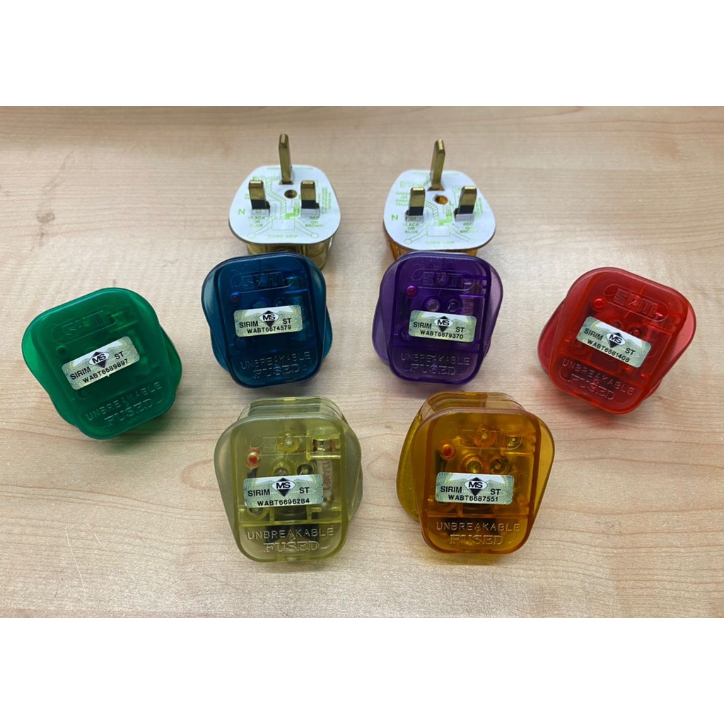 SUM Transparent Colour SIRIM Plug Top With NEON Light (Red / Yellow ...