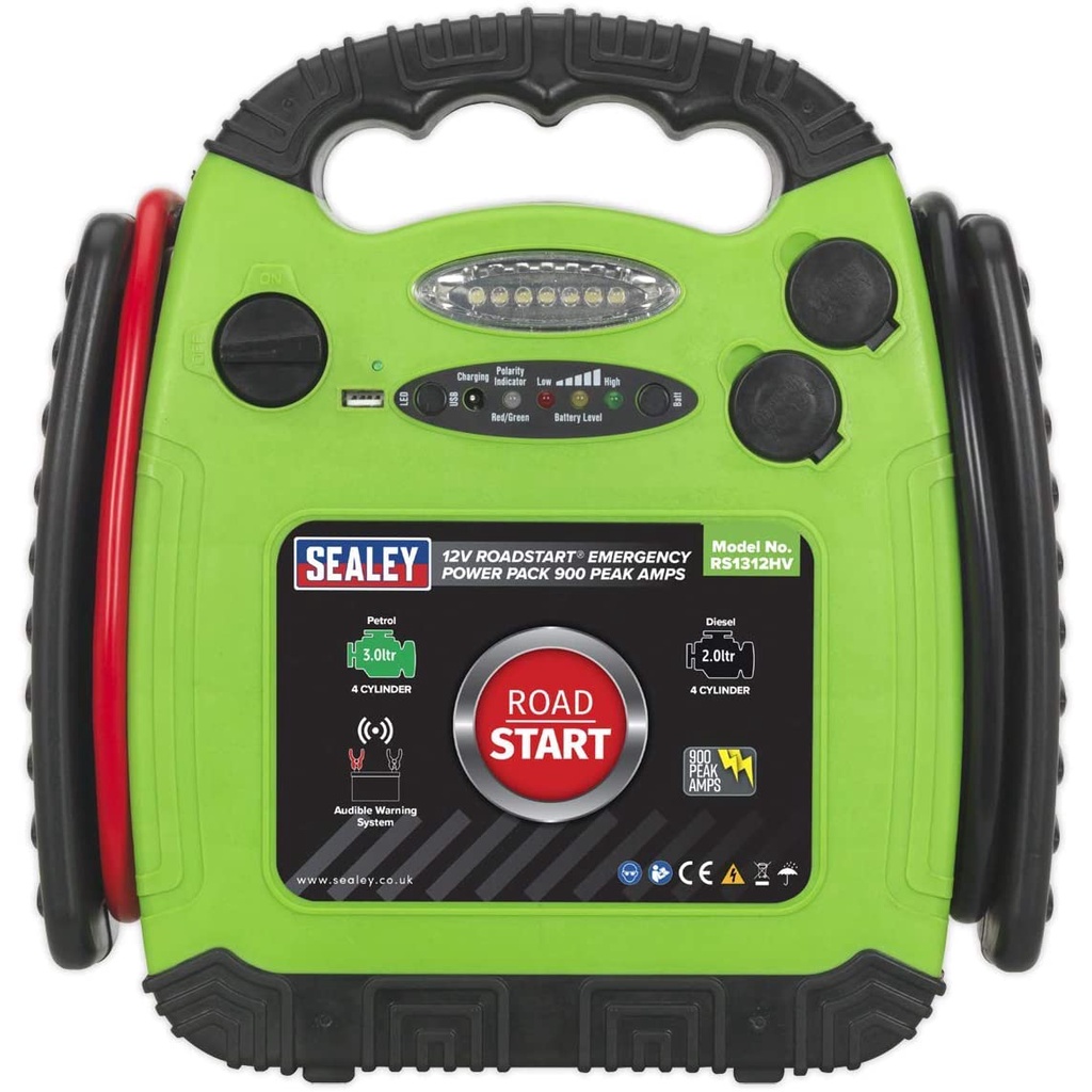 Sealey 12V RS1312HV Roadstart Emergency Power Pack 900 Peak Amps & Car ...