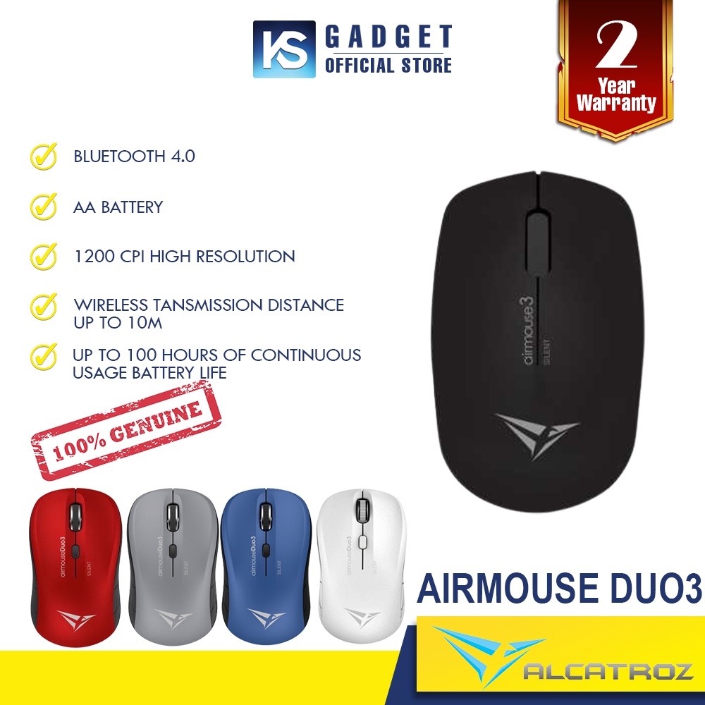 Alcatroz-AirMouse Duo 3 Wireless + 2.4G Bluetooth Silent Mouse with ...