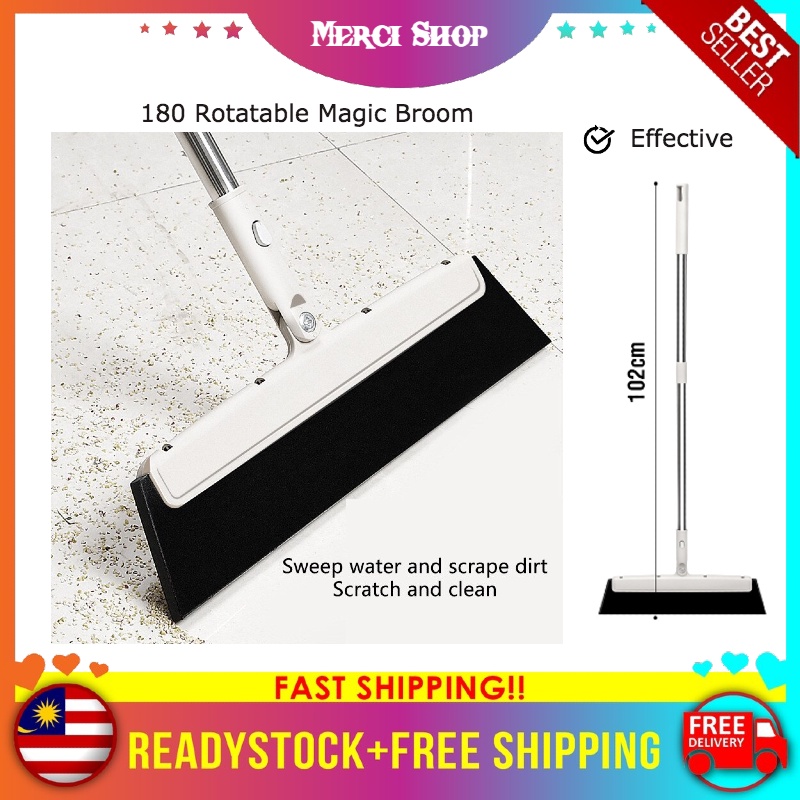 MS 2-in-1 Dry & Wet Floor Sweeper Magic Broom Non-sticky Rotatable ...