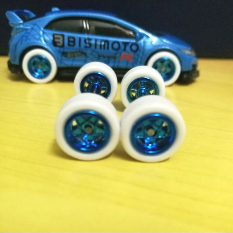 Tayar Getah Putih Hot Wheels Diecast 1/64 Custom Bintang Biru/Blue Star ...