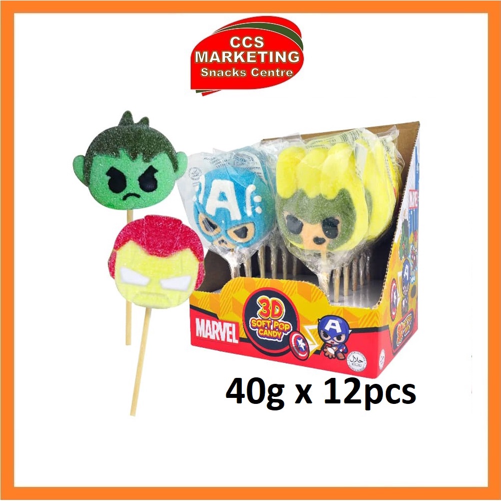 CCS YLF Marvel 3D Soft Pop Candy Lollipop ( 40g x 12pcs ) | Shopee Malaysia