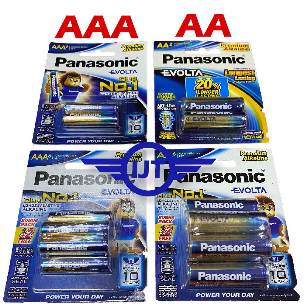 Panasonic EVOLTA Alkaline AA / AAA Battery (2pcs or 6pcs card) No. 1 Longest Lasting Premium ...