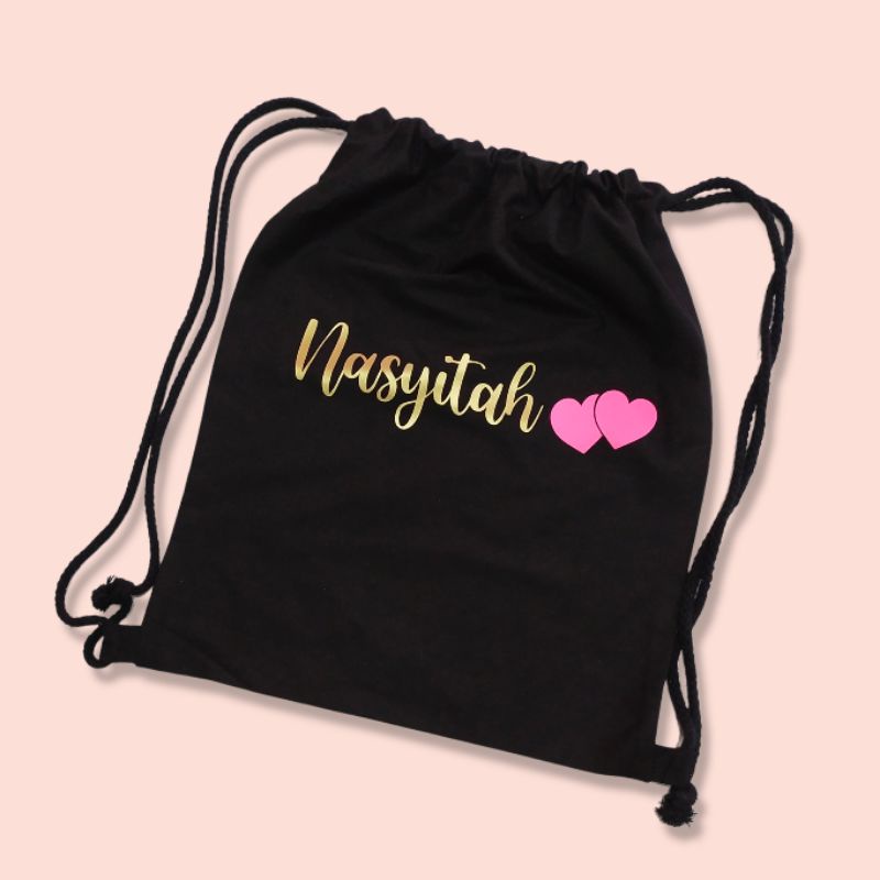 Beg kanvas (drawstring) 🌸 beg nama 🌸 beg tuisyen 🌸 | Shopee Malaysia