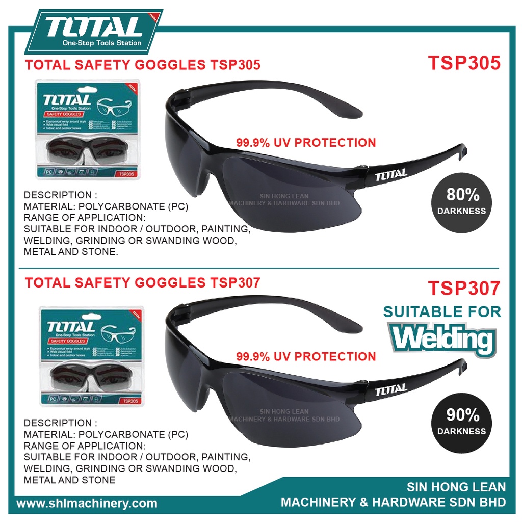 TOTAL Safety Goggles Safety Glasses TSP305 / TSP306 / TSP307 | Shopee ...
