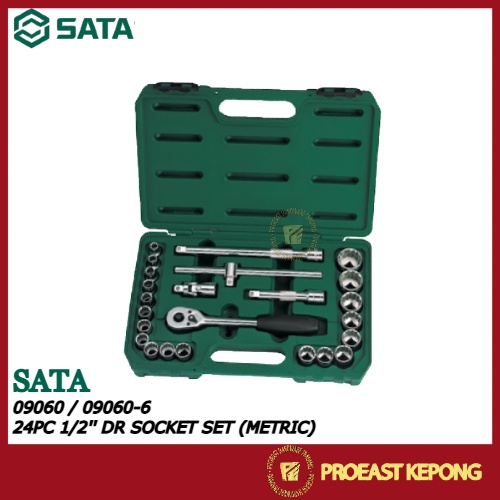 SATA (09060/09060-6) 24 Pcs 1/2'' Drive 6 Point Metric Socket Set (NEW ...