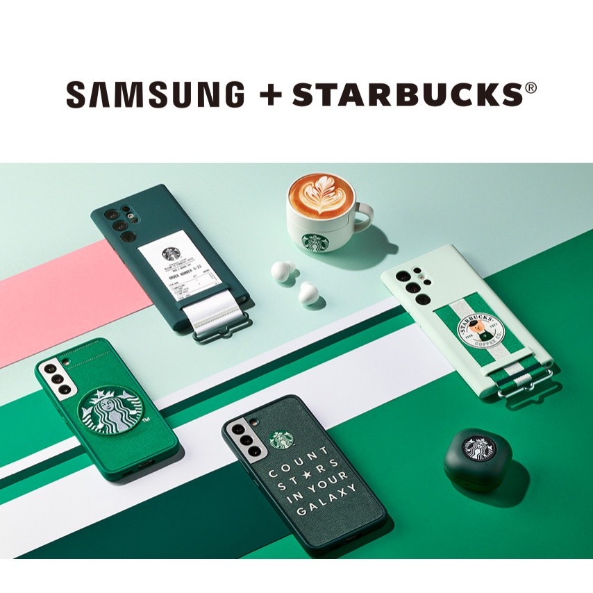 Samsung X Starbucks / S22 ultra Cover with strap (dark green, mint ...