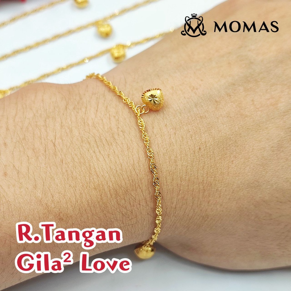 Rantai Tangan Gila Gila Love Emas 916 Tulen Gelang Emas 916 Tulen Love ...