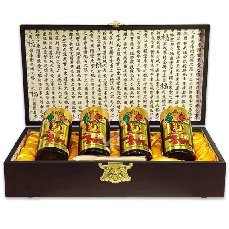 Premium Korean Red Ginseng Extract Black Wooden Box 4 Bottles x 250g ...