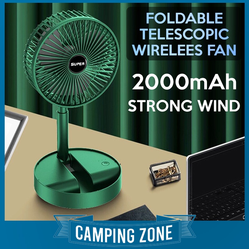 CAMPING ZONE TELESCOPIC FOLDING FAN MINI WIRELESS FAN STRONG WIND MINI ...