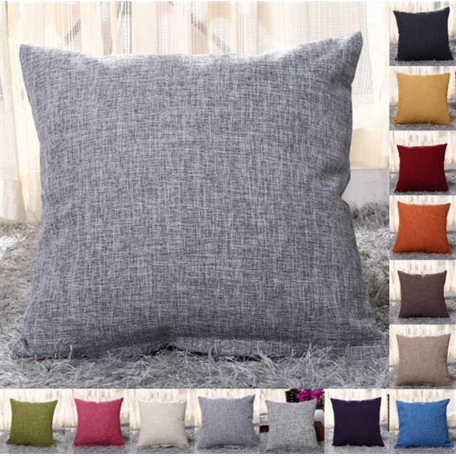 READY STOCK 40x40 45x45 50x50 55x55 30x50 cm Large Linen Plain Cushion ...