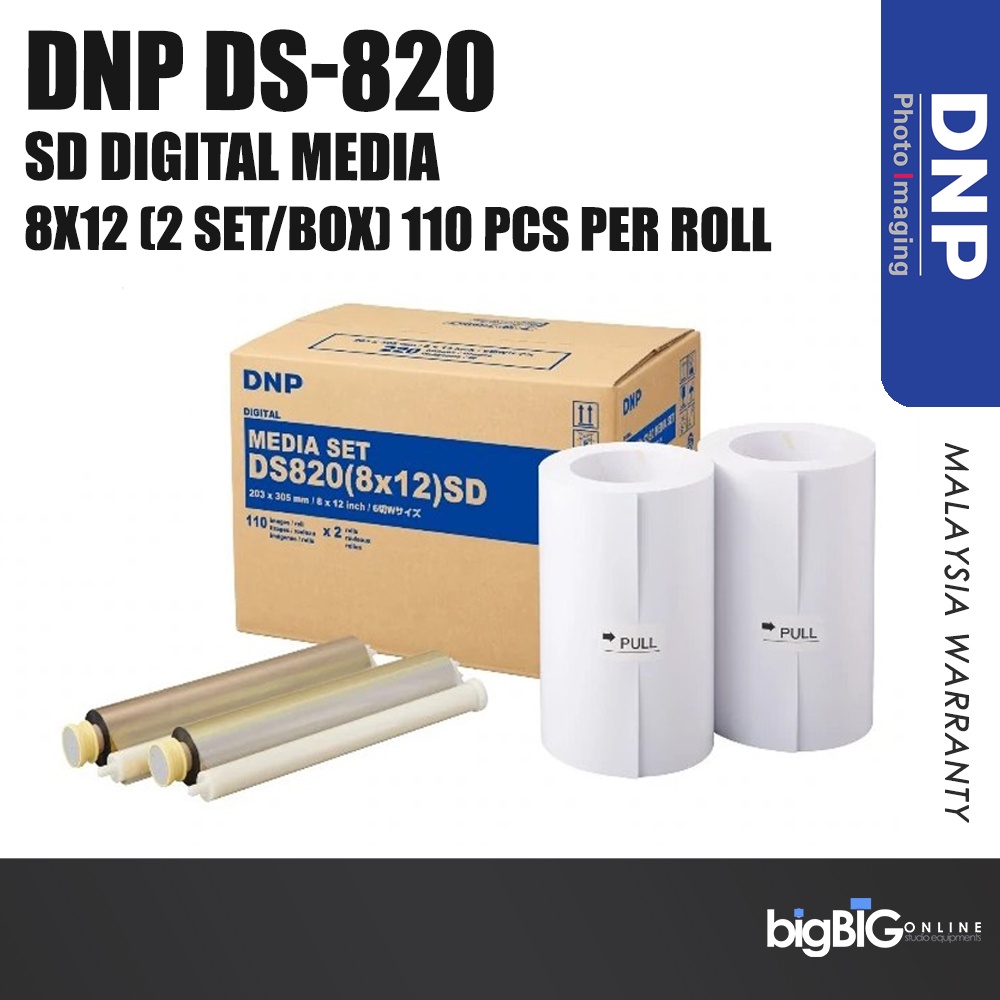 DNP DS-820 SD Digital Media 8x10 (2 set/box) 260 pcs per roll / 8x12 (2 ...