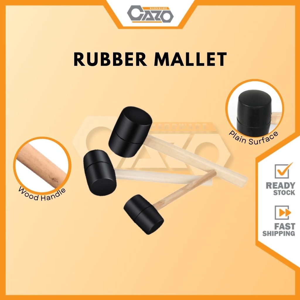 Cazo Hardware Wood Handle Rubber Mallet Hammer Rubber Hammer Getah ...