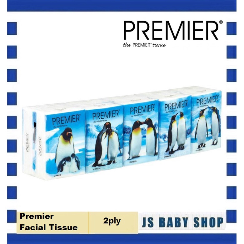 Premier Facial Tissue Hanky Pack(10pack × 10sheet) Premier Penguin ...