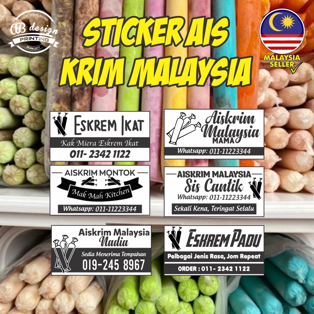 Sticker Aiskrim Malaysia Lagi Banyak Lagi Murah Ready Design | Shopee ...