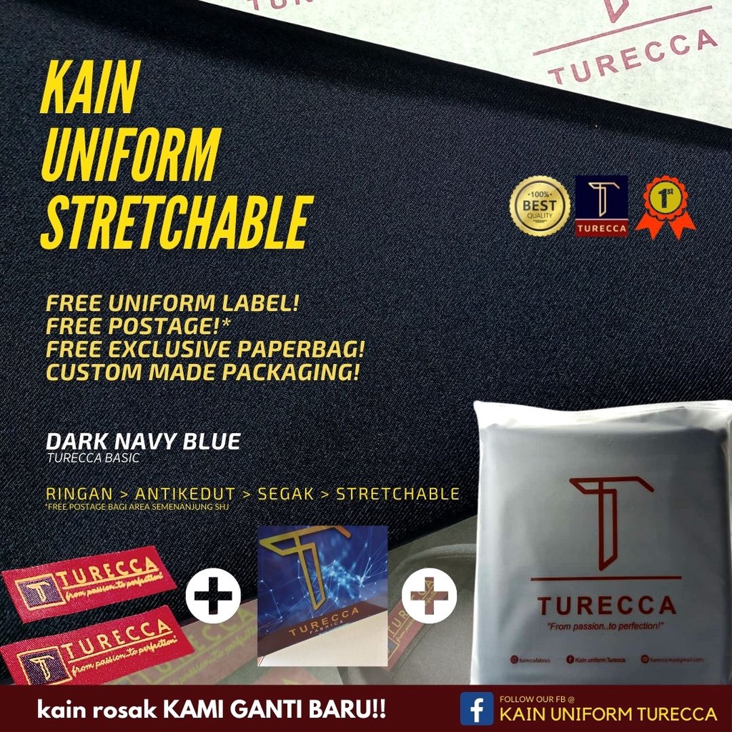 [FREE GIFT] WARNA NAVY BLUE!! 4 METER, READYSTOK!! Kain uniform ...