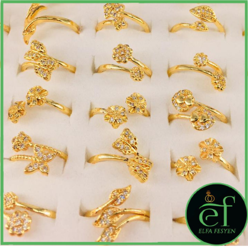 EMAS KOREA- SALE !!! CINCIN ADJUSTABLE RANDOM DESIGN (ER291) | Shopee ...