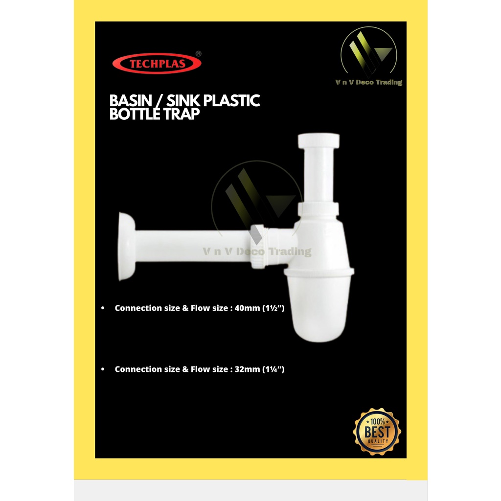 Techplas plastic bottle trap / Perangkap botol / 瓶式存水弯 (32mm/40mm ...