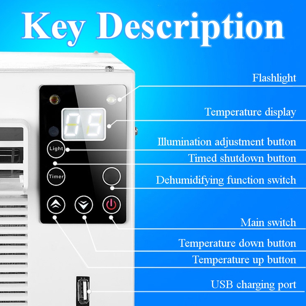 1100W Desktop Air Conditioner Portable Air Cooler Cold and Warm Air ...