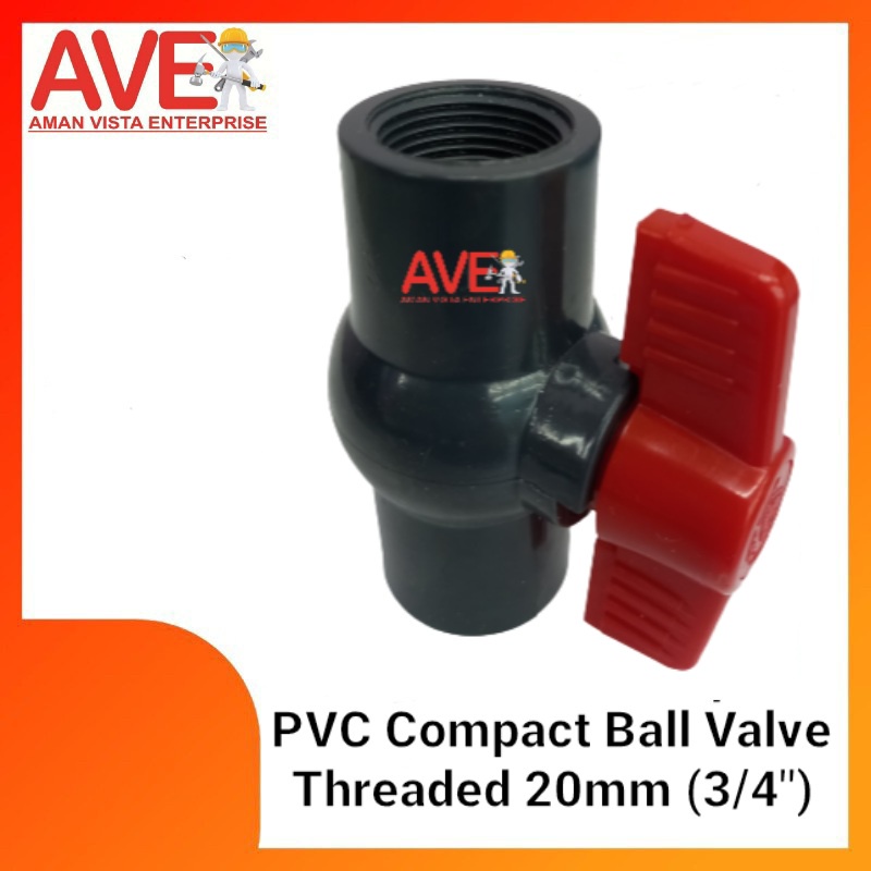 PVC Compact Ball Valve (Threaded) 20mm (3/4") | Shopee Malaysia