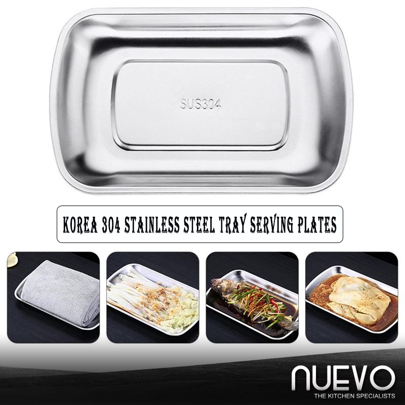 Korea 304 Stainless Steel Tray Serving Plates Snack Fruits Storage Tray ...