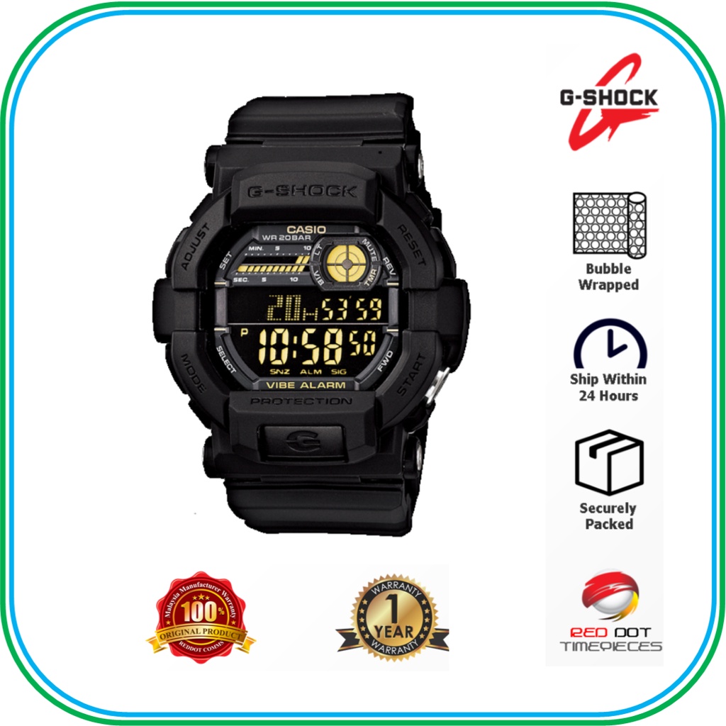 Casio G-Shock GD-350-1B / GD-350-1BD / GD-350 / GD 350 (Vibration Alert) (100% Authentic) (1 ...