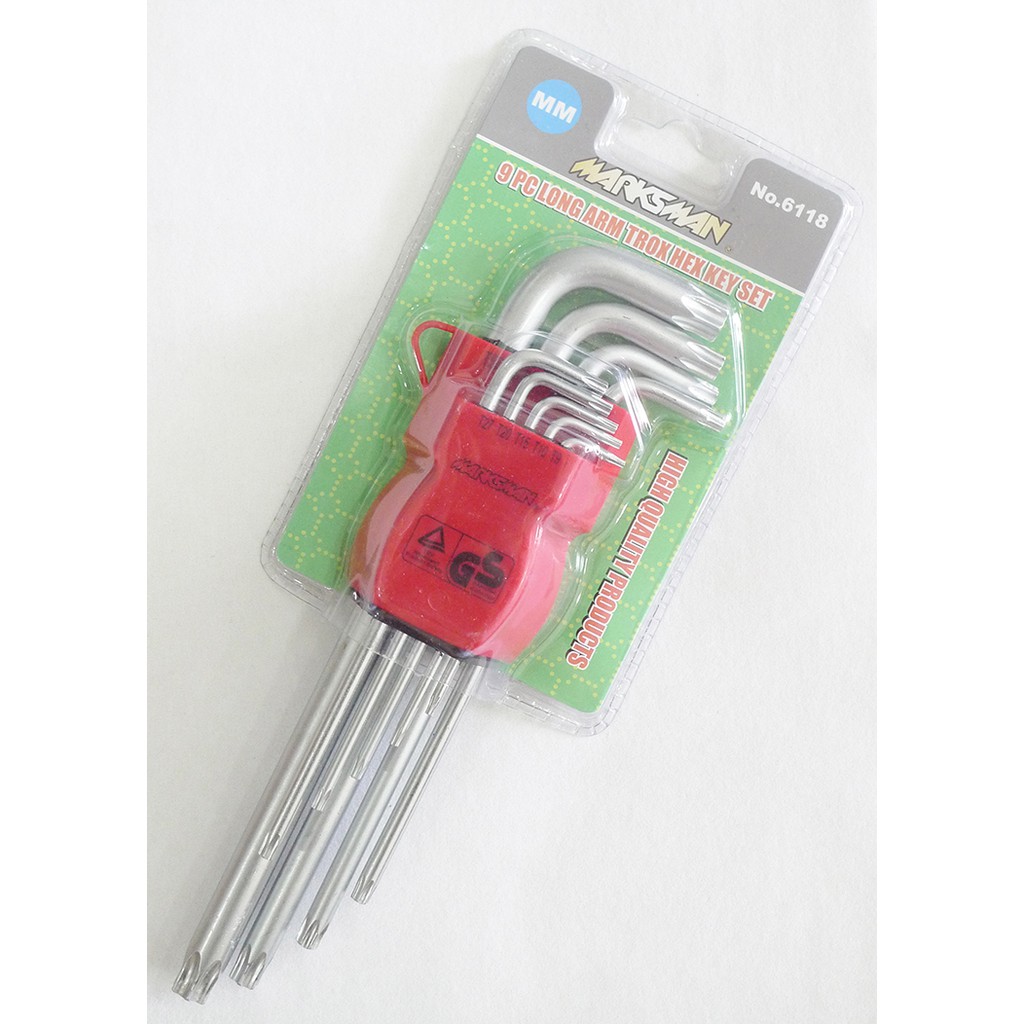 YY DiY MARKSMAN 6118 9Pcs High Quality Extra Long Arm Torx Hex Key Set ...